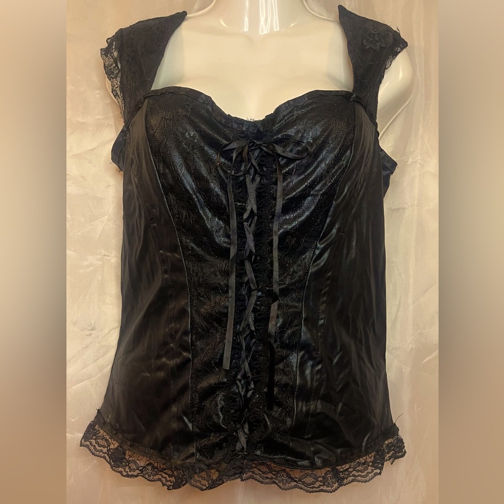Black Cat Corset Adult Sexy Costume Size Md Gem
